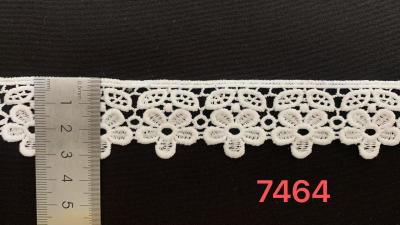 China 3.2cm Milk Yarn Water Soluble Lace Trim with 5 Petal Floral Openwork and Soft Lightweight for Garment Lingerie for sale