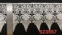 China 12.3cm Width Milk Yarn Lace Trim with Unique Heart Pattern and Soft Smooth Handfeel for Boutique Dresses for sale