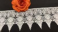 China 12.3cm Width Milk Yarn Lace Trim with Unique Heart Pattern and Soft Smooth Handfeel for Boutique Dresses for sale