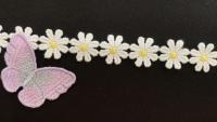 China 2cm Width Milk Yarn Water Soluble Lace Trim with Lovely Daisy Motif and Yellow Center for Kids Wear and Handmade Craft for sale