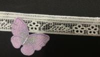 China 2.5cm Width Milk Yarn Water Soluble Lace Trim with Special Letter Jacquard Mesh Design and Fine Soft Texture for Fashion Apparel for sale