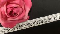 China 2.5cm Width Milk Yarn Water Soluble Lace Trim with Special Letter Jacquard Mesh Design and Fine Soft Texture for Fashion Apparel for sale
