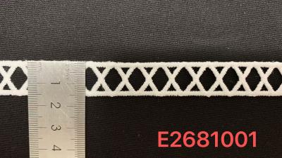 China 1.5cm Milk Yarn Water Soluble Lace Trim with Rhombus Geometric Openwork Design Soft Lightweight for Garment and Handicraft for sale