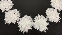 China 11.5cm Width Milk Yarn Lace Trim with Large Raised Three Dimensional Floral Motif and Fine Hollow Workmanship for sale