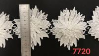 China 11.5cm Width Milk Yarn Lace Trim with Large Raised Three Dimensional Floral Motif and Fine Hollow Workmanship for sale