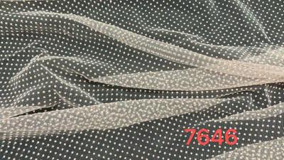 China Flocked Mesh Fabric with Pink Dot Pattern Lightweight Breathable Tulle for Dress Blouse Decoration for sale