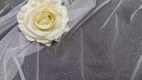 China Glittering Mesh Fabric with Shiny Tiny Dot Pattern Soft Stretch Lightweight Material for Lingerie and Party Dresses for sale