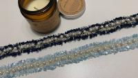 China 2.5cm Width Pearl Beaded Tweed Trim with Rough Fringe Edge and Faux Pearl Decoration for Bulk Supply for sale