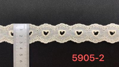 China Premium Cotton Chicken Lace Trim with Hollow Heart Pattern and Wavy Scallop Border Lightweight Fabric for sale