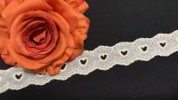 China Premium Cotton Chicken Lace Trim with Hollow Heart Pattern and Wavy Scallop Border Lightweight Fabric for sale
