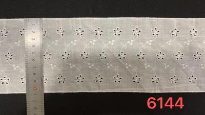 China Cotton Eyelet Embroidered Lace Trim with Small Floral Hollow-out Design Soft Breathable Texture Bulk Supply for Dress Blouse Garment Sewing for sale