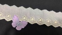 China Cotton Eyelet Lace Trim with Small Cluster Floral Embroidery Scalloped Wavy Edge Soft Breathable for Dress Skirt Garment Trimming for sale