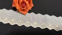 China Cotton Eyelet Lace Trim with Small Cluster Floral Embroidery Scalloped Wavy Edge Soft Breathable for Dress Skirt Garment Trimming for sale