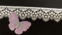China 3cm Width Milk Yarn Lace Trim with Scalloped Border and Open-weave Design for Garment Decoration for sale