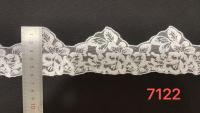 China 6cm Width Milk Yarn Lace Trim with Elegant Floral Design and Wavy Scalloped Border for Dress Decoration for sale