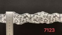 China 4cm Width Milk Yarn Lace Trim with Continuous Floral Pattern and Wavy Edge for Garment Trimming for sale