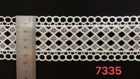 China 5.5cm Width Milk Yarn Lace Trim with Geometric Hollow Pattern and Neat Edge Stable Workmanship for Garment Decoration for sale