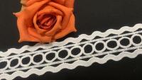 China 5cm Width Milk Yarn Embroidery Lace Trim with Multi-layer Geometric Design and Tidy Cut Edge for Apparel Decoration for sale