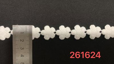 China 1.85cm Width Milk Yarn Water Soluble Lace Trim with Five-petal Flower Units and Soft Handfeel for Garment Edge Trimming for sale