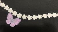China 1.85cm Width Milk Yarn Water Soluble Lace Trim with Five-petal Flower Units and Soft Handfeel for Garment Edge Trimming for sale