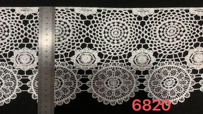 China 18cm Width Milk Yarn Lace Trim with Multi-tier Circular Rosette Motifs and Large-width Hollow Lace for Dress Hem Decoration for sale