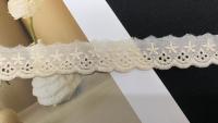 China 2.3cm Width Cotton Chicken Lace Trim with Small Floral-Geometric Eyelet Motifs and Soft Wavy Scallop Edge for Garment Trimming for sale