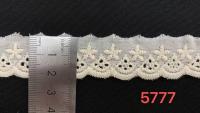 China 2.3cm Width Cotton Chicken Lace Trim with Small Floral-Geometric Eyelet Motifs and Soft Wavy Scallop Edge for Garment Trimming for sale