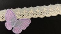 China 2.3cm Width Cotton Chicken Lace Trim with Small Floral-Geometric Eyelet Motifs and Soft Wavy Scallop Edge for Garment Trimming for sale