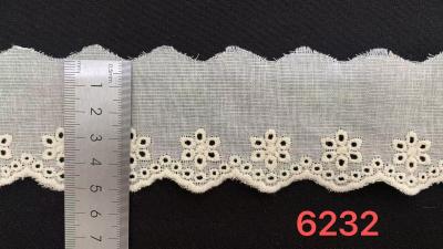 China 5cm Width Cotton Chicken Lace Trim with Tiny Cluster Flower Embroidery and Wavy Scalloped Edge for Dress Blouse for sale