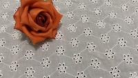 China Vintage Hollow‑Out Eyelet Embroidered Cotton Fabric, 150cm Wide Flower Cutwork Fabric for sale