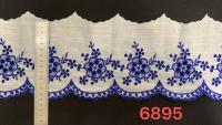 China Blue & Black Flower Cutwork Lace Trim, Cotton Polyester Embroidery Scalloped Edge Lace Fabric for sale