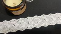 China Cotton Chicken Lace Trim with Repeated Circular Floral Embroidery Wavy Scallop Edge and Soft Breathable Texture for Garment Trimming for sale