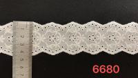 China Cotton Chicken Lace Trim with Repeated Circular Floral Embroidery Wavy Scallop Edge and Soft Breathable Texture for Garment Trimming for sale