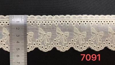 China Cotton Chicken Lace Trim with Delicate Bow Embroidery Wavy Scalloped Borders and Neat Hollow Eyelet Details for Garment Trimming for sale