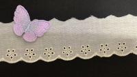 China 5.5cm Width Cotton Chicken Lace Trim with Small Floral Embroidery and Wavy Scallop Edge for Garment Trimming for sale