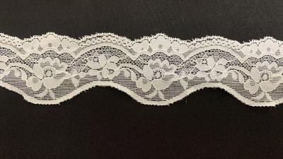 China 4.5cm Width Scalloped Edge Spandex Nylon Blend Stretch Lace Trim for Apparel Sewing for sale