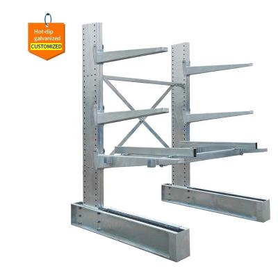 China 300-1500kgs/arm Weight Capacity Cantilevered Hot Dip Galvanized Outdoor Storage Racking for sale
