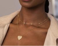 China Engagement 3d Love Heart Pendant Necklace Gold Plated Stainless Steel Chain for sale
