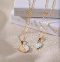 China Trend Luxury Blue Epoxy Heart Pendant Necklace For Friends for sale