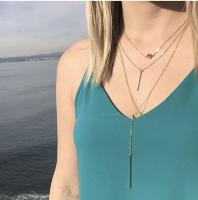 China 40cm Luxury Stainless Steel Layered Necklace 3 Layer Gold Necklace For Wedding for sale