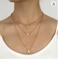 China Star Moon Love Pendant Necklace Trendy Stacking Gold Necklaces for sale