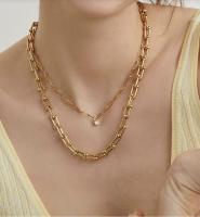 China torque simple horseshoe buckle cross necklace 18K Gold Stainless Steel Necklace for sale
