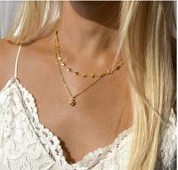 China many round fringed shell cross chocker necklace K Gold Stainless Steel Necklace for sale