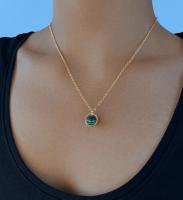 China OEM Green Round Stone Pendant Necklace Gold Stainless Torque Jewelry Necklace for sale
