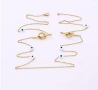 China Long Stainless Steel Fashion Necklaces Blue Eyeball Mashup Stacked Gold Necklaces for sale