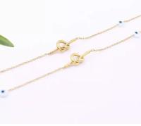 China Long Stainless Steel Fashion Necklaces Blue Eyeball Mashup Stacked Gold Necklaces for sale