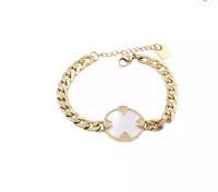 China K Gold Stainless Steel Jewelry Set Lush Simple White Fritillary Inlaid Chain Bracelet for sale