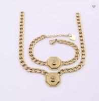China 3 Piece Stainless Steel Jewelry Set Hexagon Cornucopia Gold Plated Bracelets for sale