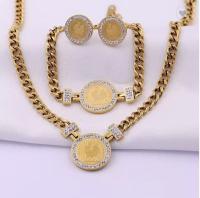 China Rooster Pattern Stainless Steel Jewelry Set French Style Vintage Rhinestone Jewelry for sale