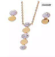 China Female Stainless Steel Jewelry Set High Drop Shaped Rhinestone Jewelry Necklace for sale